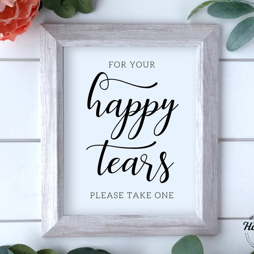 For Your Happy Tears Sign Template Wedding Tissues Sign | Etsy