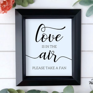 Love is in the Air Please Take A Fan, Outdoor Wedding Signs, Printable ...
