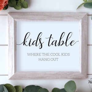 Kids Table Where the Cool Kids Hang Out Sign, Wedding Reception Signs ...