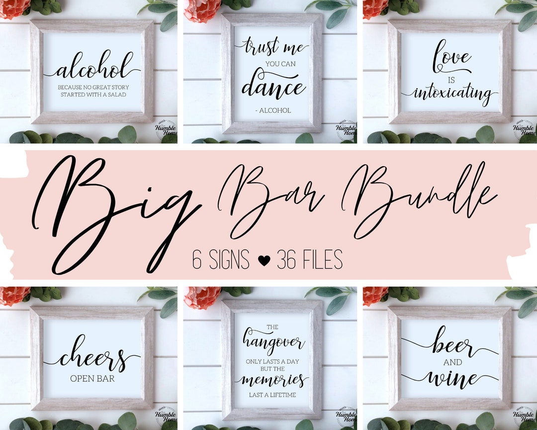 Bar Sign Bundle, Wedding Bar Sign Prints, Funny Bar Signs, You Can ...