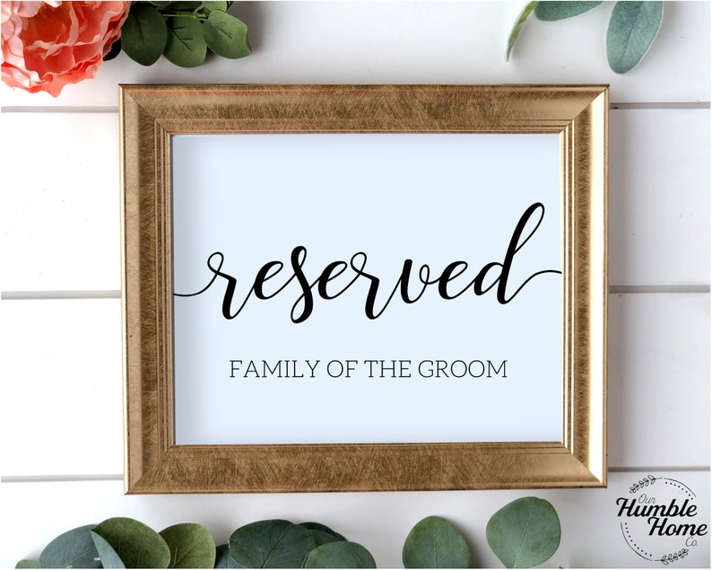 Reserved Family of the Groom Sign Reserved Sign Wedding | Etsy
