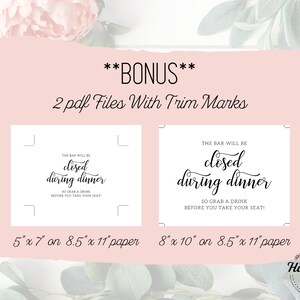 The Bar Will Be Closed During Dinner, Grab A Drink Sign, Wedding Bar ...