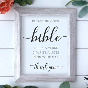 Please Sign Our Bible Sign, Wedding Bible Guestbook Sign, Bible ...