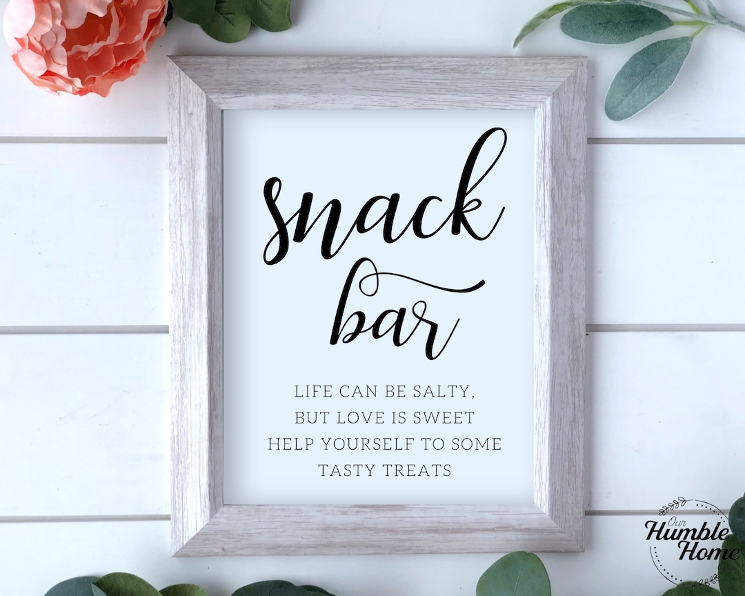 Snack Bar Sign, Life Can Be Salty but Love is Sweet, Wedding Snack Bar ...