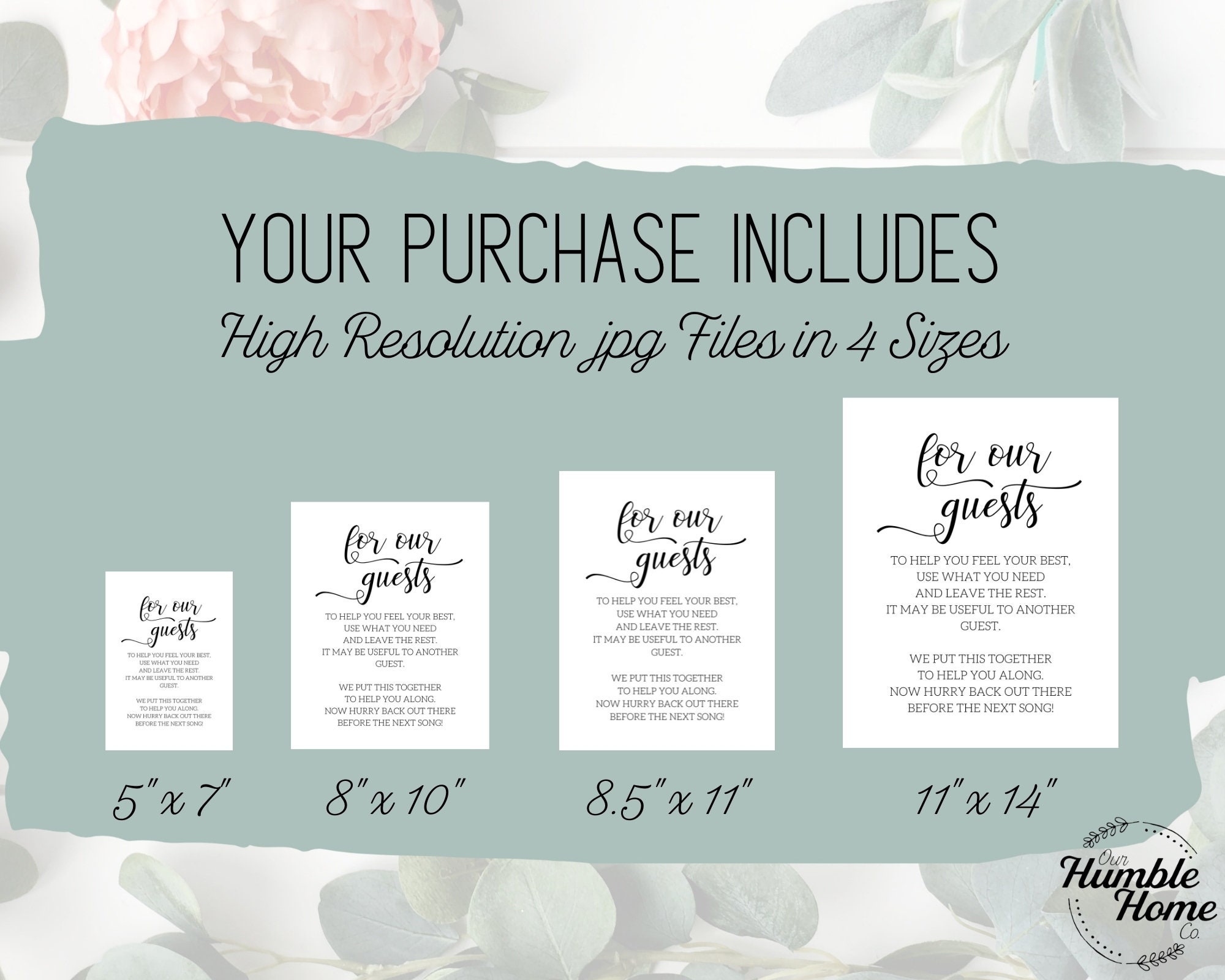 For Our Guests Bathroom Sign, Wedding Bathroom Basket Sign, Wedding ...