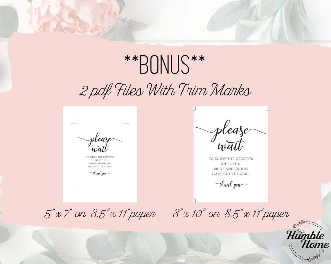 Please Wait to Enjoy the Desserts, Dessert Table Sign, Cake Table Sign ...