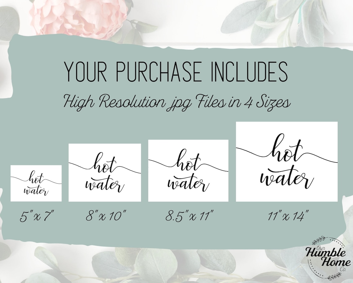 Hot Water Sign Hot Water Bar Sign Beverage Station Signs | Etsy