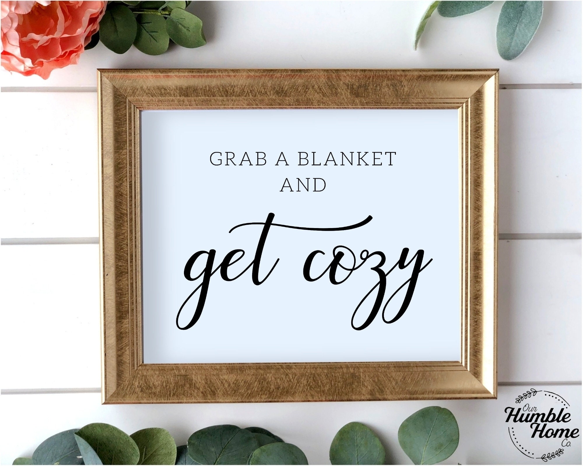 Grab A Blanket And Get Cozy Sign Wedding Blankets Sign Get | Etsy