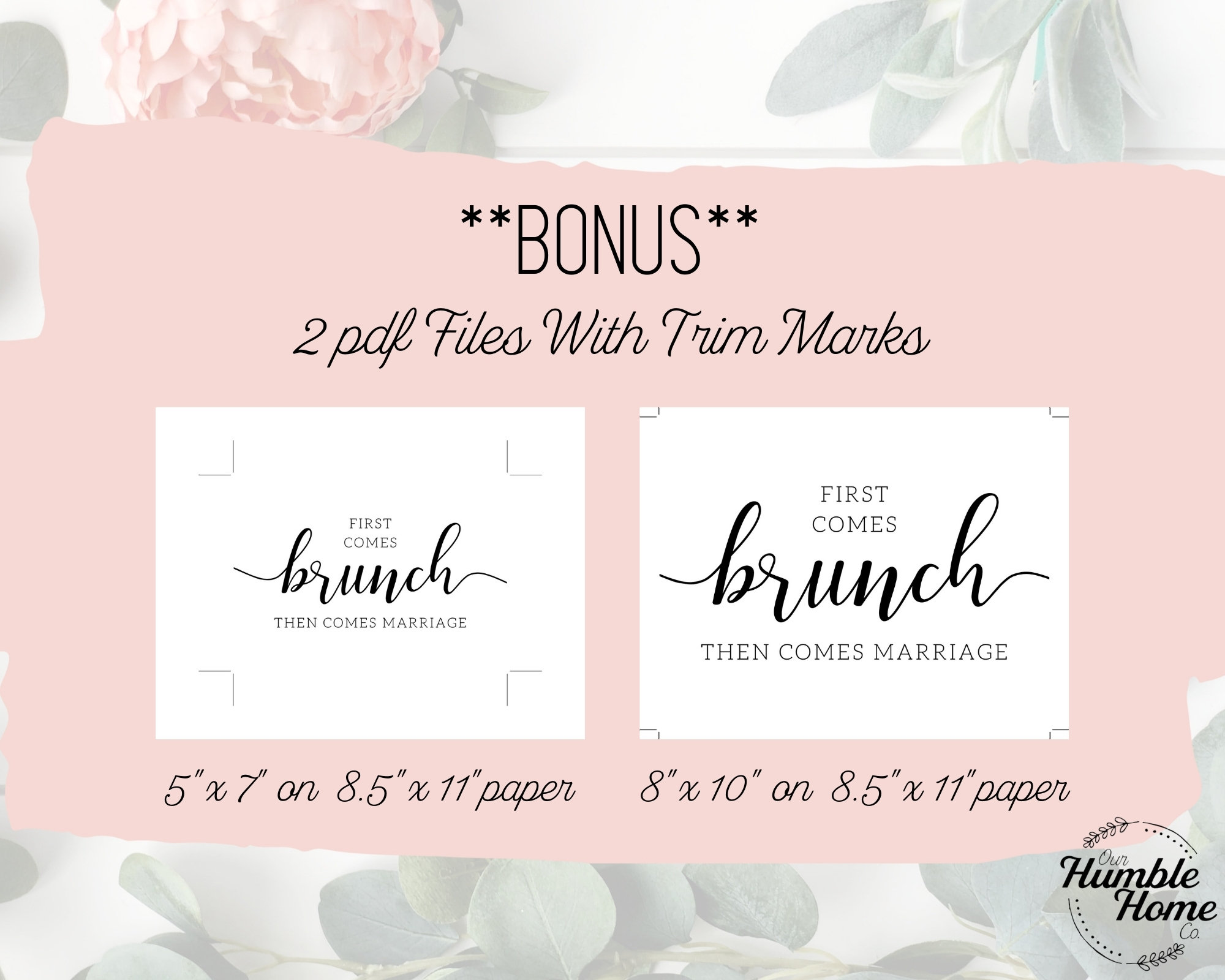 First Comes Brunch Then Comes Marriage Brunch Signs Bridal - Etsy