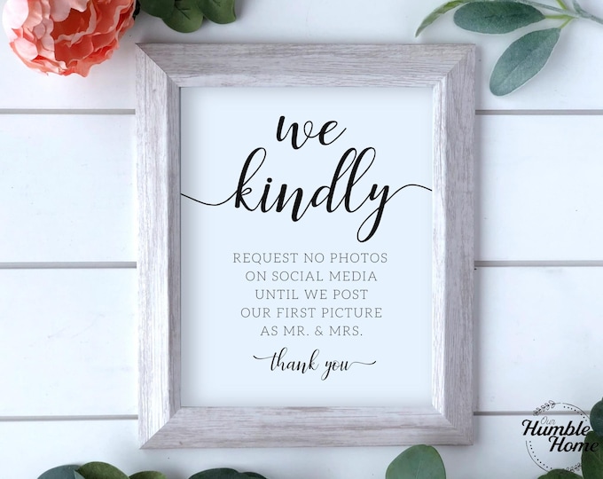 No Social Media Wedding Sign | Polite Notice | No Photos Sign ...