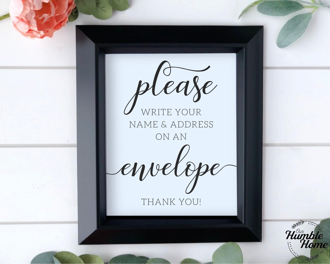 Please Write Your Name and Address on an Envelope Sign, Wedding ...