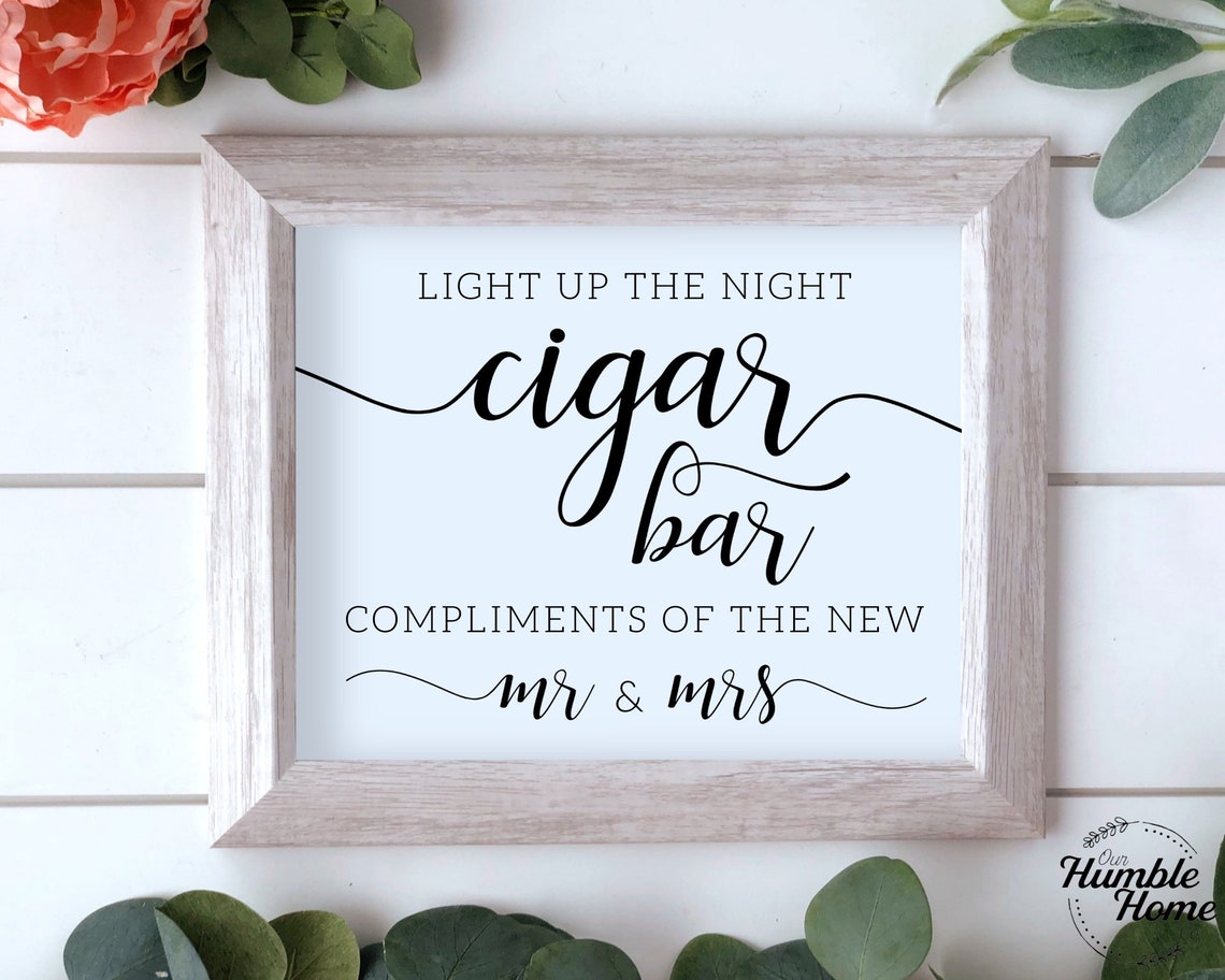 Cigar Bar Sign Light Up The Night Cigar Bar Wedding Cigar | Etsy