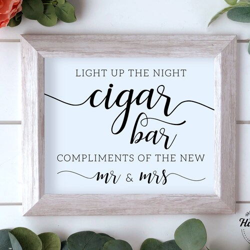 Light up the Night Cigar Bar Sign Please Enjoy Outside - Etsy