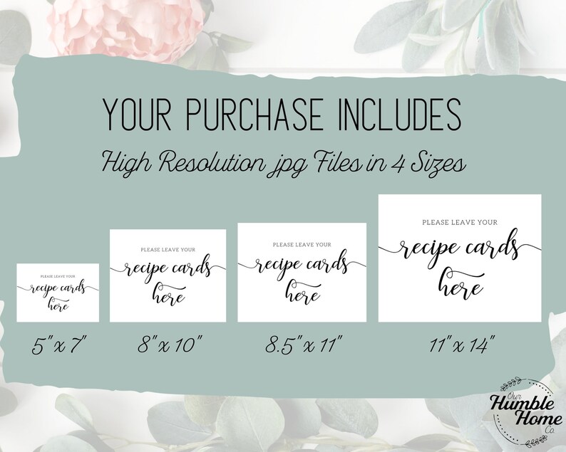 Please Leave Your Recipe Cards Here Sign, Recipe Cards Sign, Bridal ...
