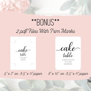 Cake Table Sign, Wedding Cake Sign, A Sweet Ending to A New Beginning ...