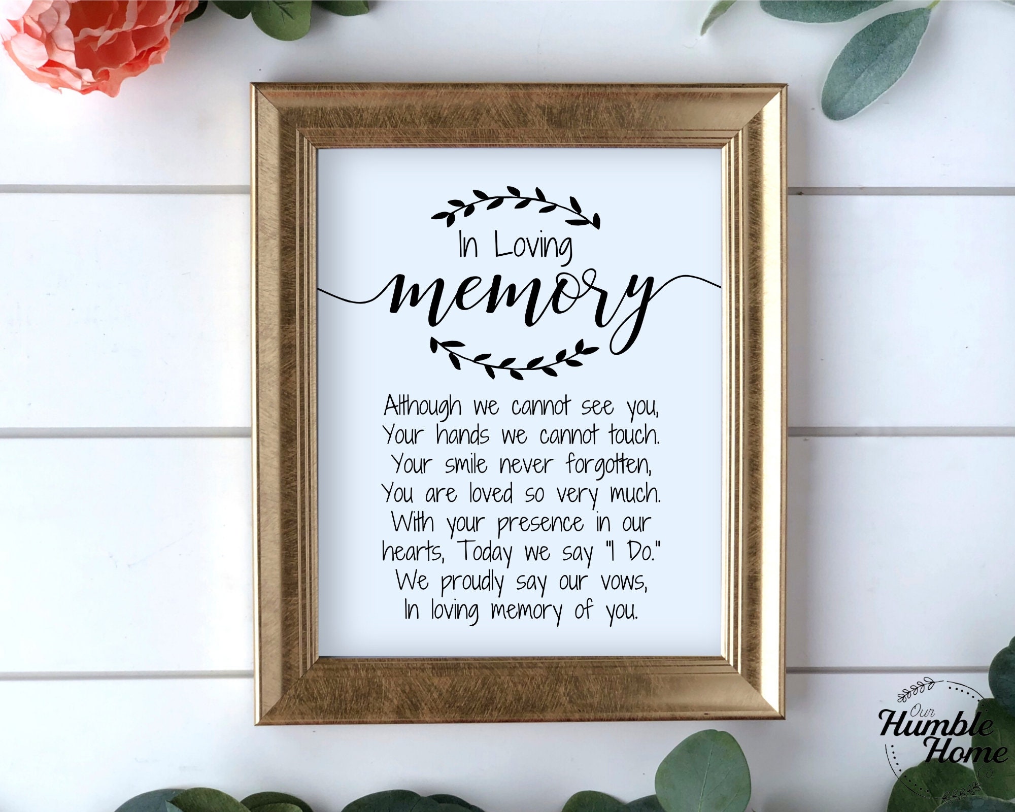In Loving Memory Sign Wedding Memorial Sign Printable Memory | Etsy