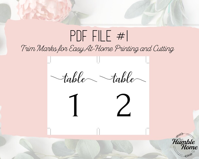 5x7 Table Numbers Printable, Printable Table Numbers, 5x7 Table Numbers ...