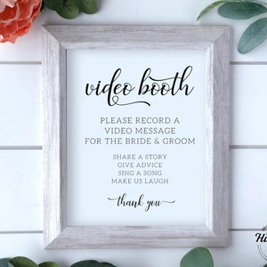 Video Booth Sign, Wedding Video Booth Sign, Record a Video Message ...