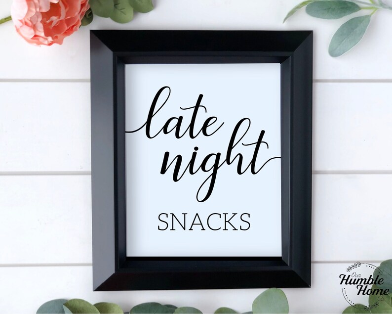 Late Night Snacks Sign Wedding Food Sign Wedding Buffet - Etsy Canada