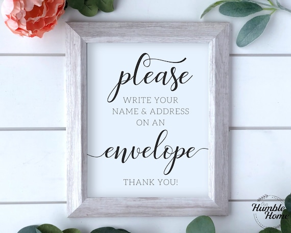 Please Write Your Name and Address on an Envelope Sign | Etsy