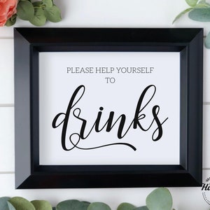 Please Help Yourself to Drinks Sign, Wedding Drink Sign, Wedding Bar ...