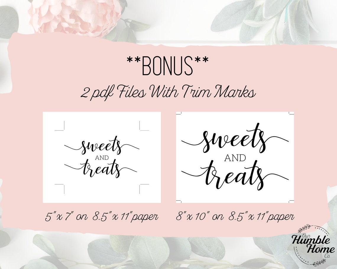 Sweets and Treats Sign, Dessert Bar Table Sign, Sweets Table Sign ...