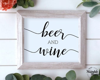 Beer and Wine Sign, Alcohol Sign, Wedding Bar Sign, Wedding Signs, Bar ...