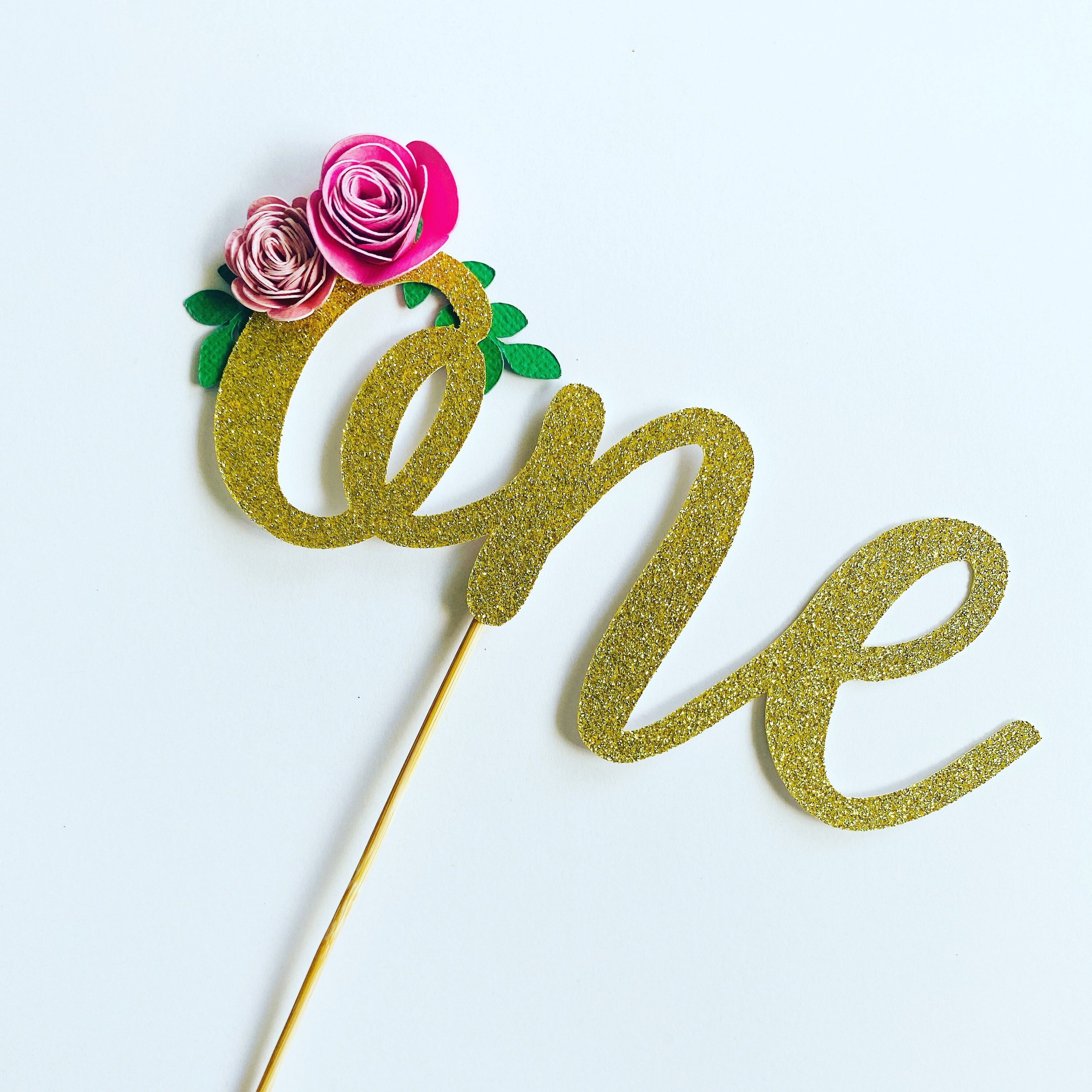 One cake topper 1 cake topper rose gold decor flower cake | Etsy