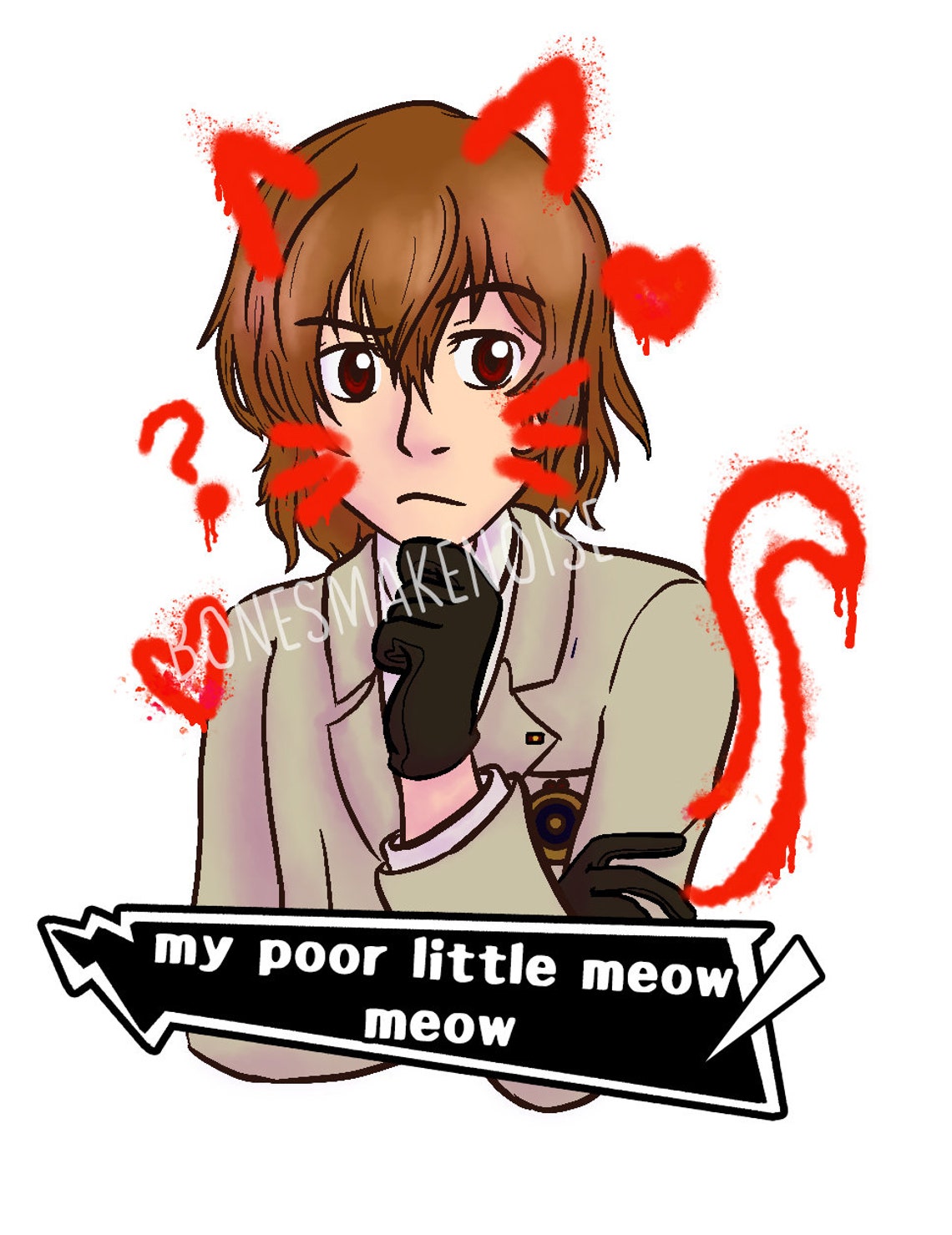 Persona 5 Royal Akechi "poor Little Meow Meow" Vinyl Sticker - Etsy