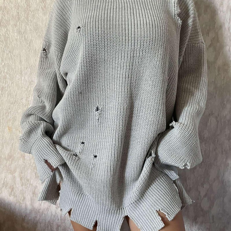 Ripped Knitted Sweater - Etsy