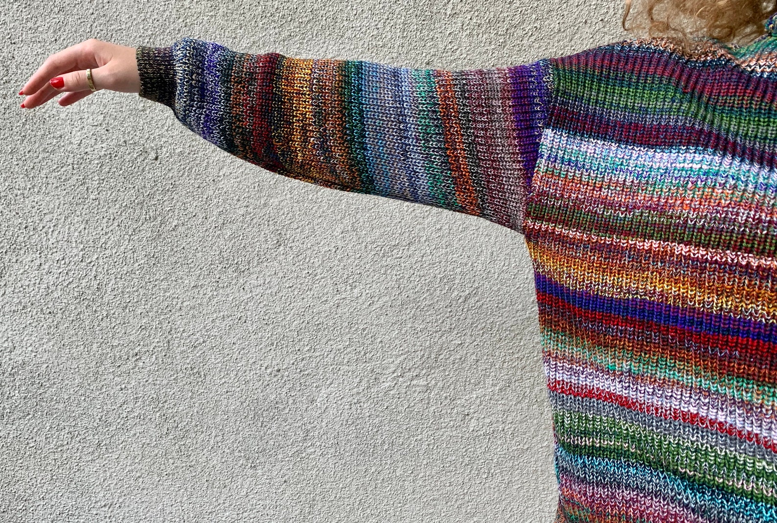 Hand Machine Knit Sweater Loose Knit Multicolored Rib | Etsy