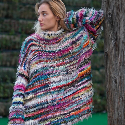 Hand Knitted Sweater Jacket Hand Knitted Production From - Etsy