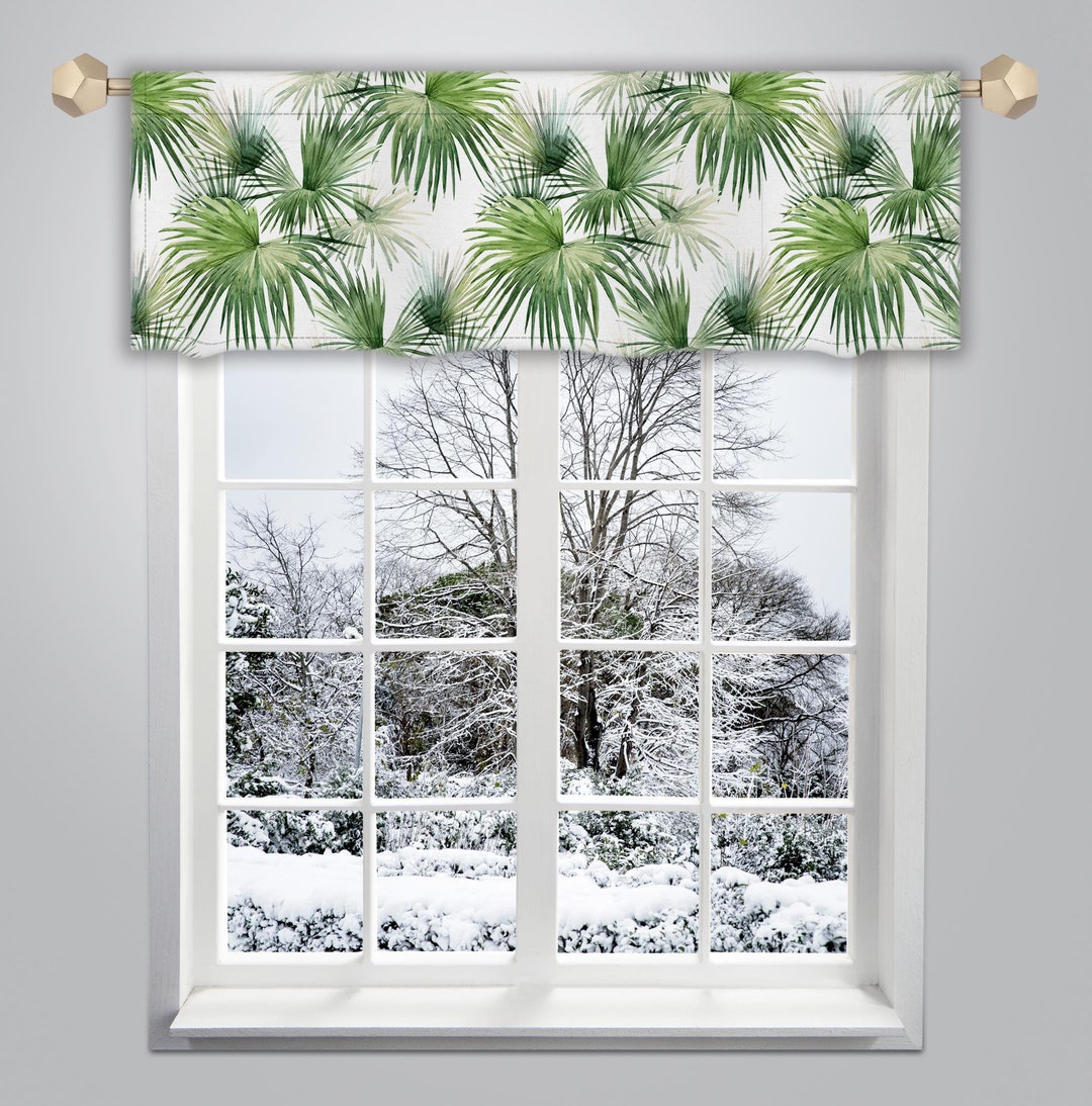 Green Tropical Leaf Print Pattern Valance Watercolour Pattern Valance ...