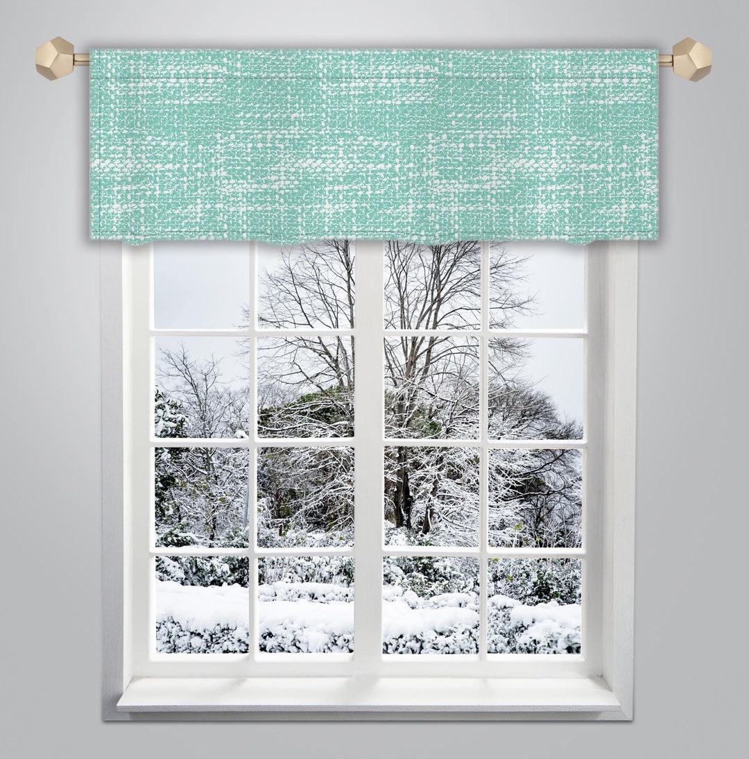 Sea Green Valance Watercolour Woven Jute Print Pattern Valance ...