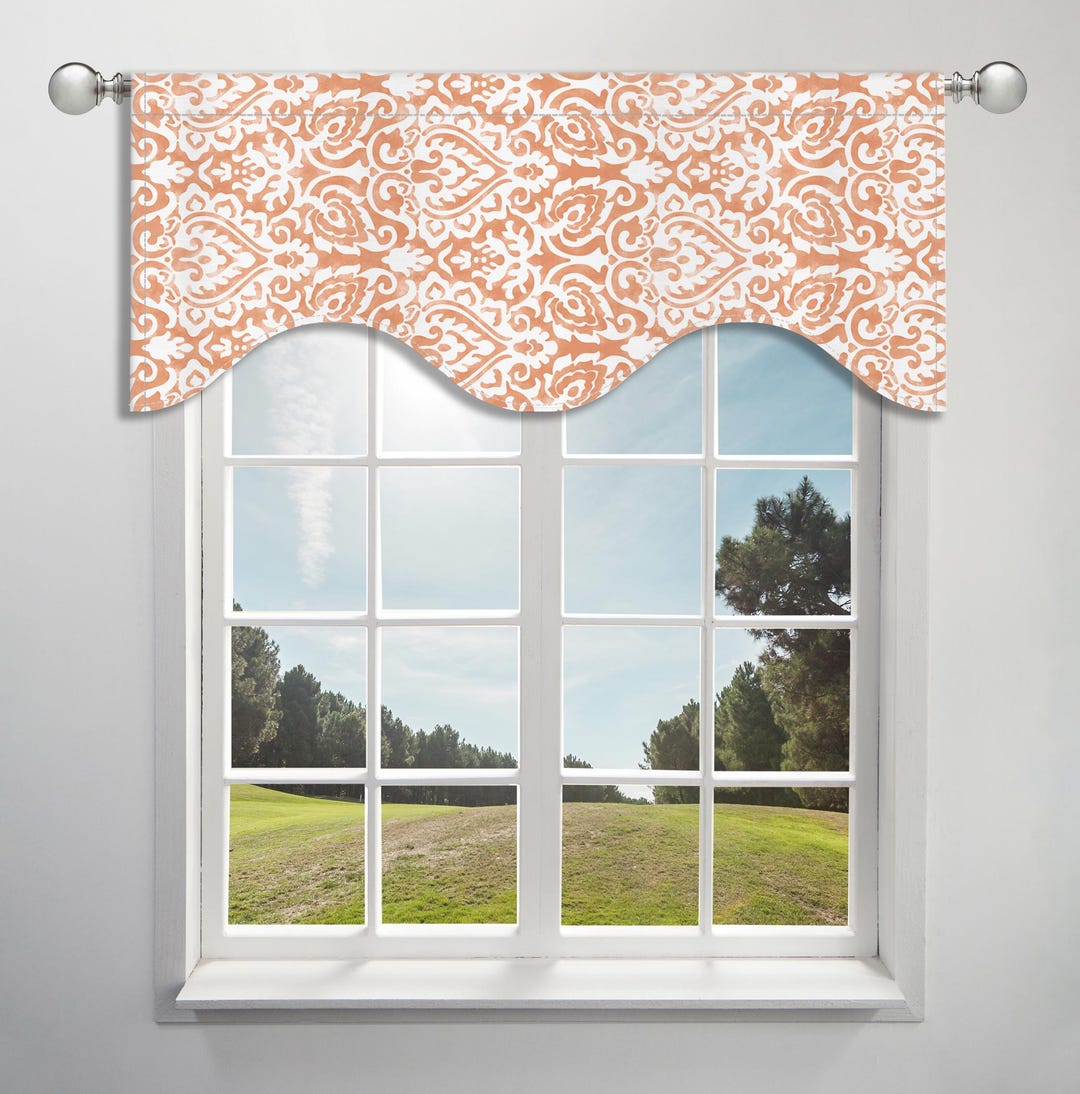 Peach Scallop Valance, Watercolor Ornamental Print, Poly Canvas VL372B ...