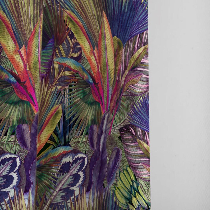 Tropical Leaf Tab Top Curtain, Watercolor Print CU374C - Etsy