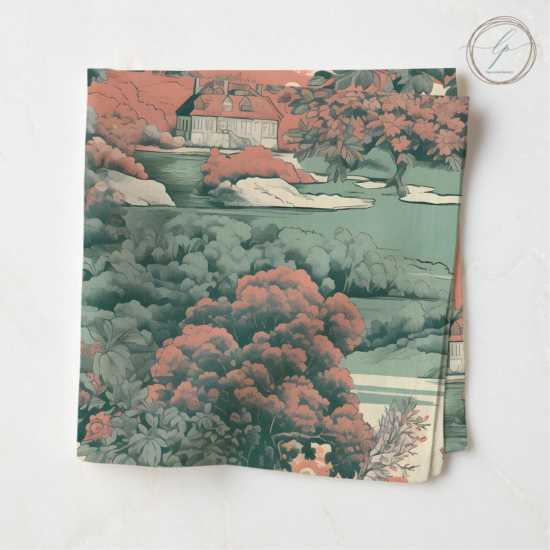Green Toile Print Napkins, French Country Table Linen (set of 4/6/8/10 ...
