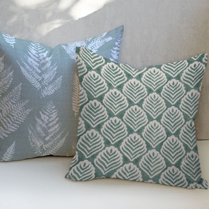 Soft Green White Block Print Pattern Pillow Cover Farmhouse Pillow ...