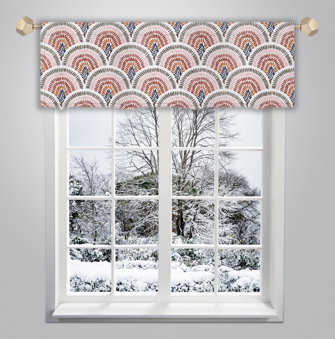 Sage Pink Rust Valance Watercolour Geometric Pattern Valance/ Valances ...