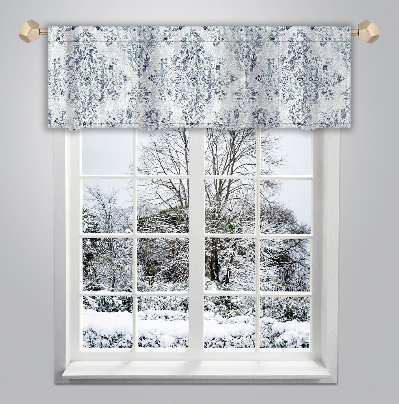 Blue White Grey Abstract Pattern Valance Canvas Fabric/ Custom - Etsy