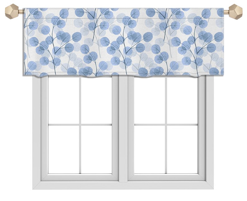 Blue Watercolour Leaf Pattern Valance Canvas Fabric/ Custom - Etsy