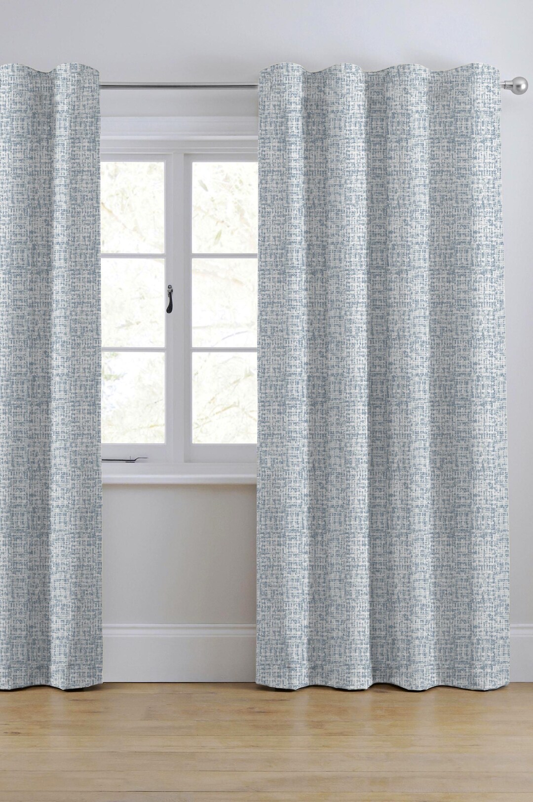 Blue White Back Tab Curtain Watercolour Abstract Print Luxury Curtain ...