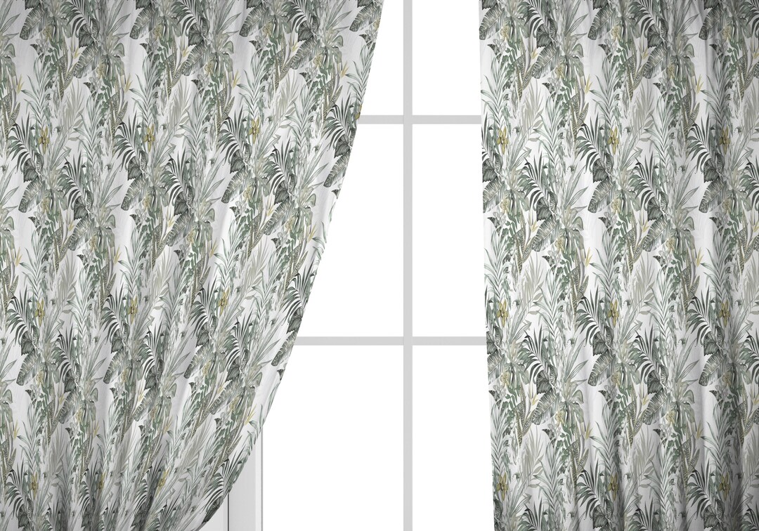 Green Tropical Leaf Curtain, Rod Pocket Style, Soft Canvas CU323A - Etsy