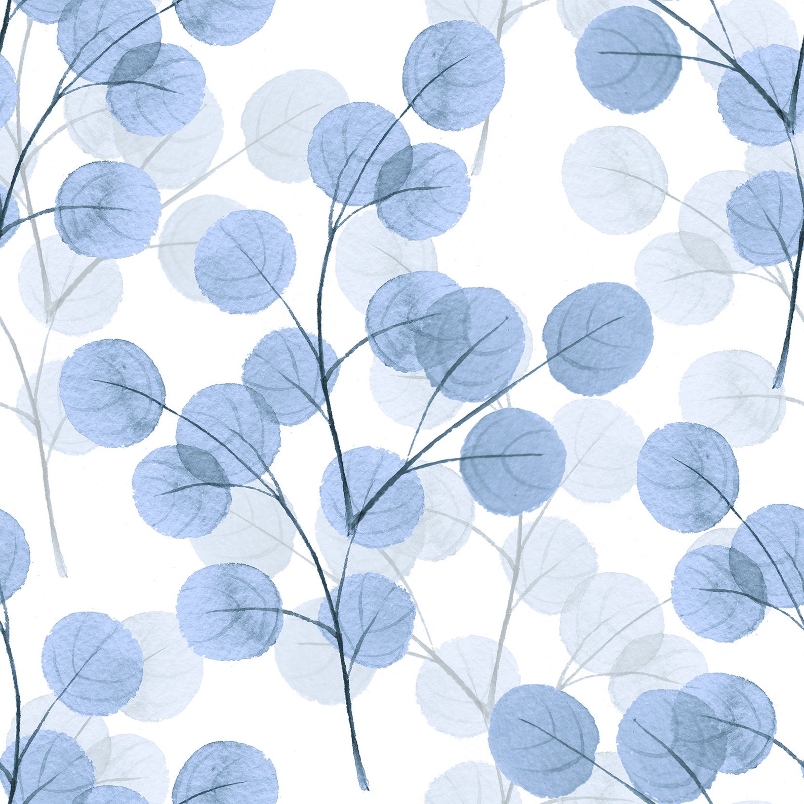 Blue Watercolour Leaf Pattern Valance Canvas Fabric/ Custom - Etsy