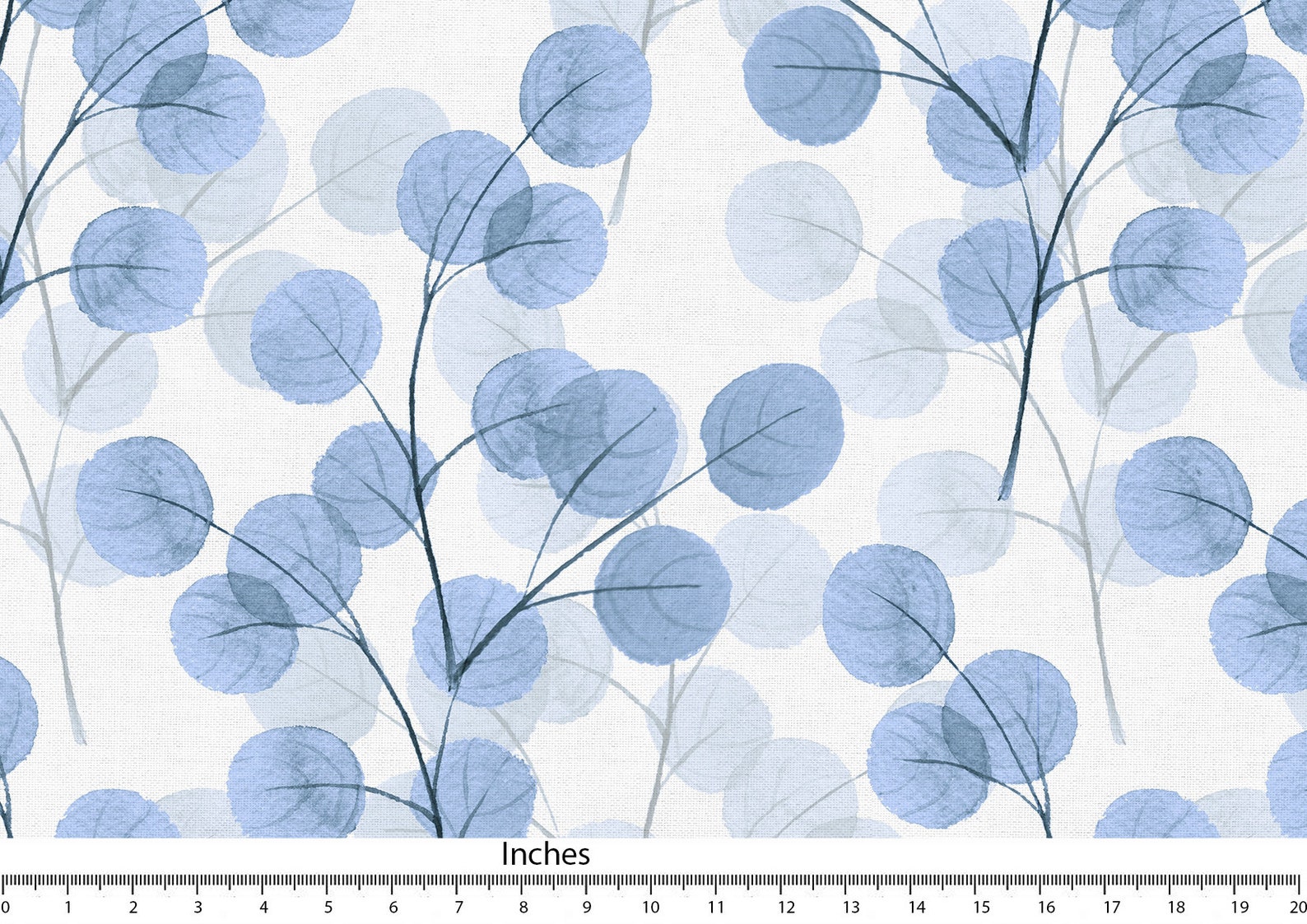 Blue Watercolour Leaf Pattern Valance Canvas Fabric/ Custom - Etsy