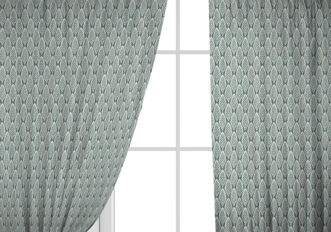 Soft Green Watercolour Block Print Curtain, Rod Pocket Style CU343A - Etsy