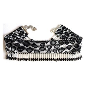 Beaded Loom Fringe Necklace leopard Print, Choker, Beaded Jewellery ...