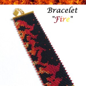 PDF Pattern Beaded Loom Bracelet "fire", PDF Tutorial, Beaded Jewelry ...