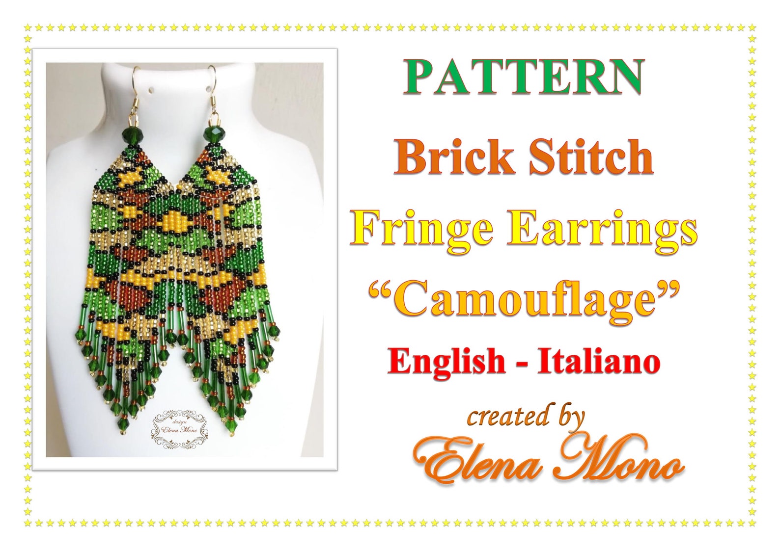 PDF Pattern and Tutorial Brick Stitch Fringe Earrings | Etsy