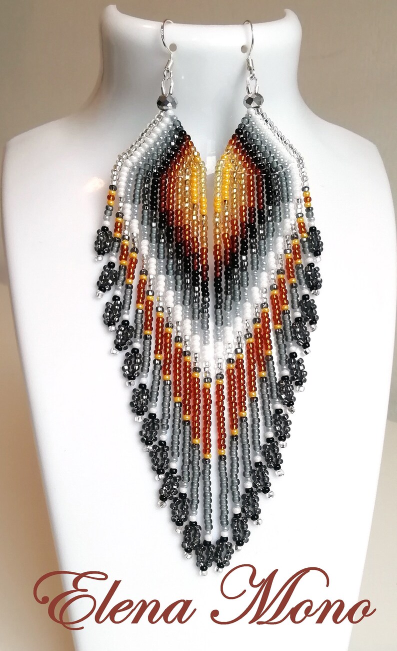 PDF Pattern and Tutorial Brick Stitch Long Fringe Earrings | Etsy